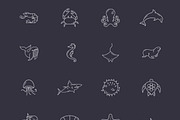 Sea Creatures (vector icons), a Solid Icon by Artzgeo