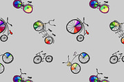 Seamless doodle bicycle patterns, a Pattern Graphic by Alena Stoyko design