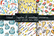School supplies seamless patterns, a Pattern Graphic by Evgeniia ...