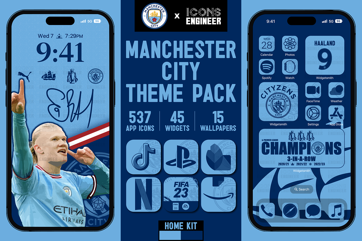 Man City Theme Pack | Home Kit, an Icon by IconsEngineer