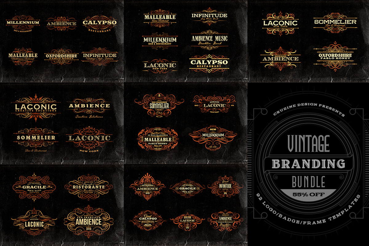 Vintage Branding Bundle, a Branding & Logo Template by Cruzine