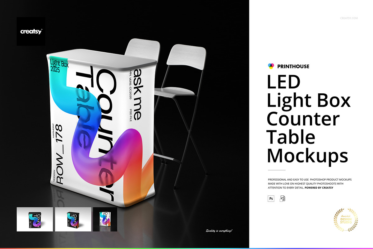 LED Light Box Counter Table Mockup, a Merchandise Mockup by creatsy5