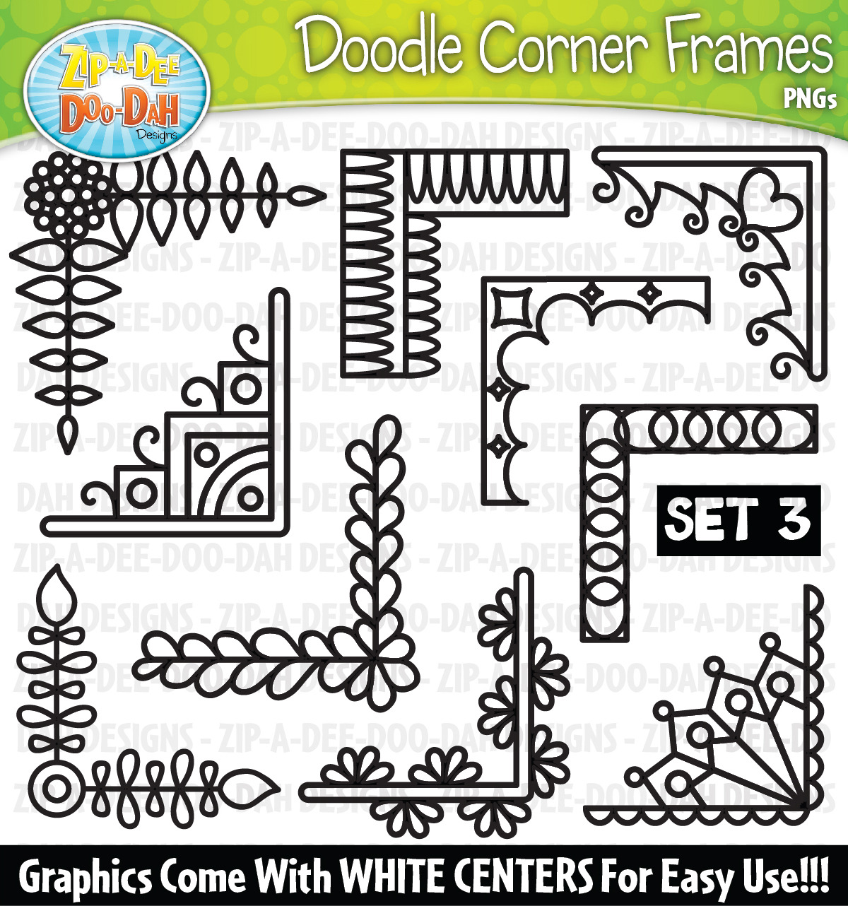 Doodle Corner Frames Clipart Set 3, an Illustration by Zip-A-Dee-Doo ...