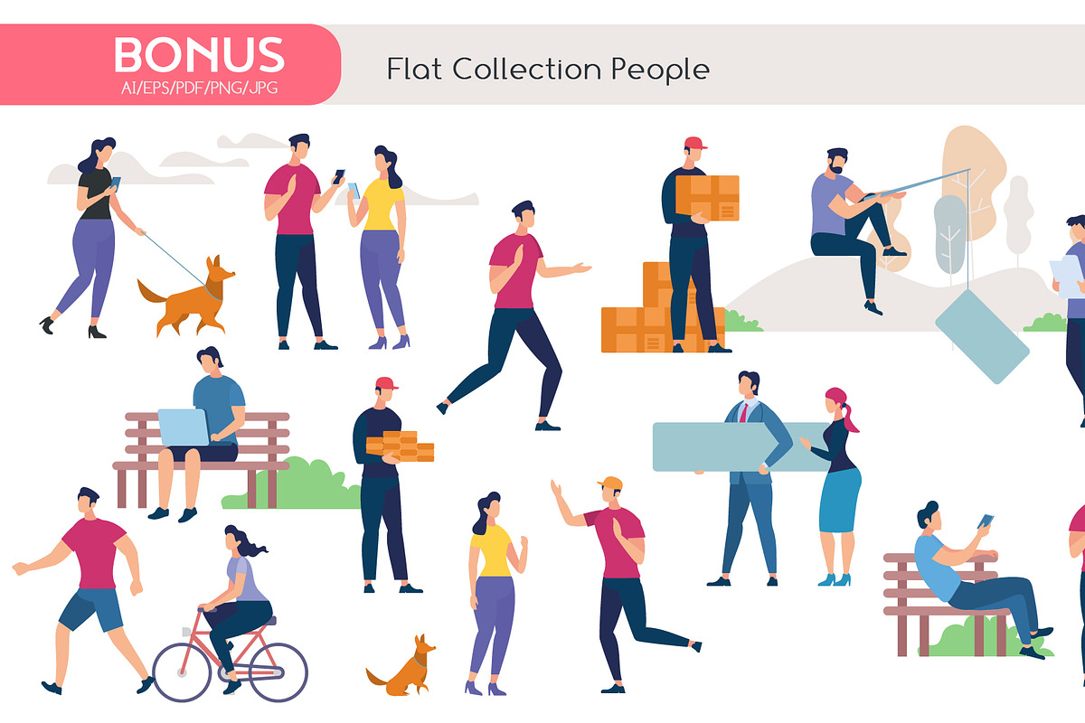 People Outdoor Scenes Collection, a Healthcare Illustration by Tera Vector