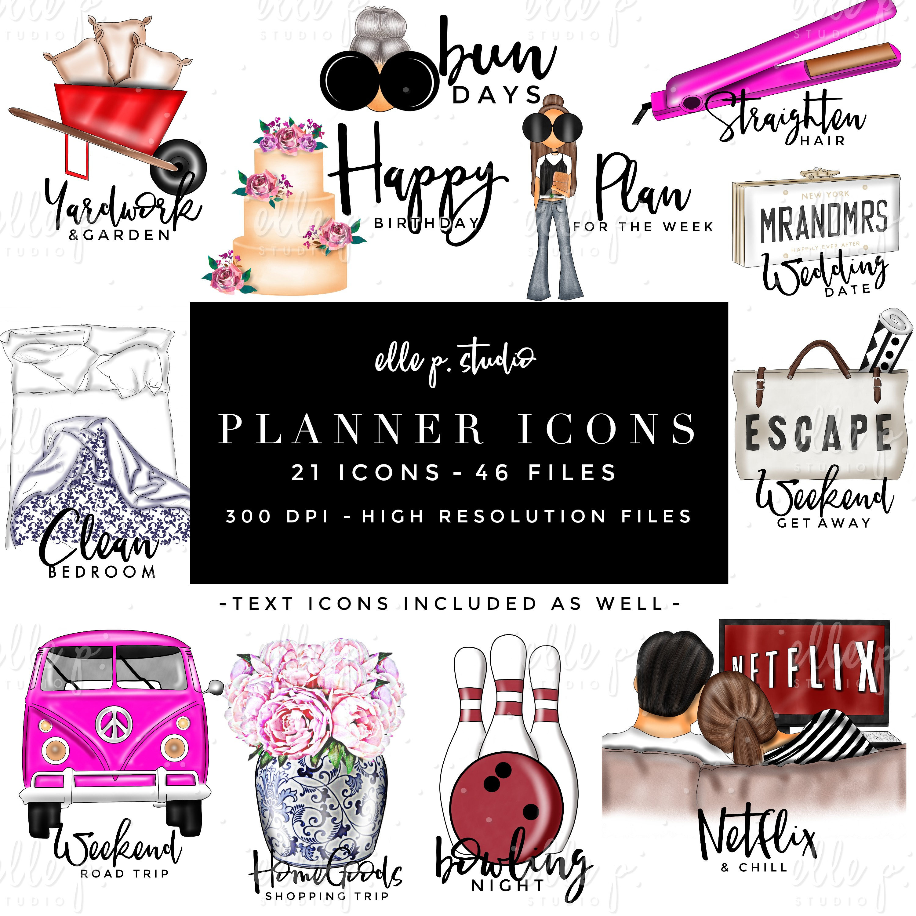 Planner Icons, an Icon by Elle P. Studio