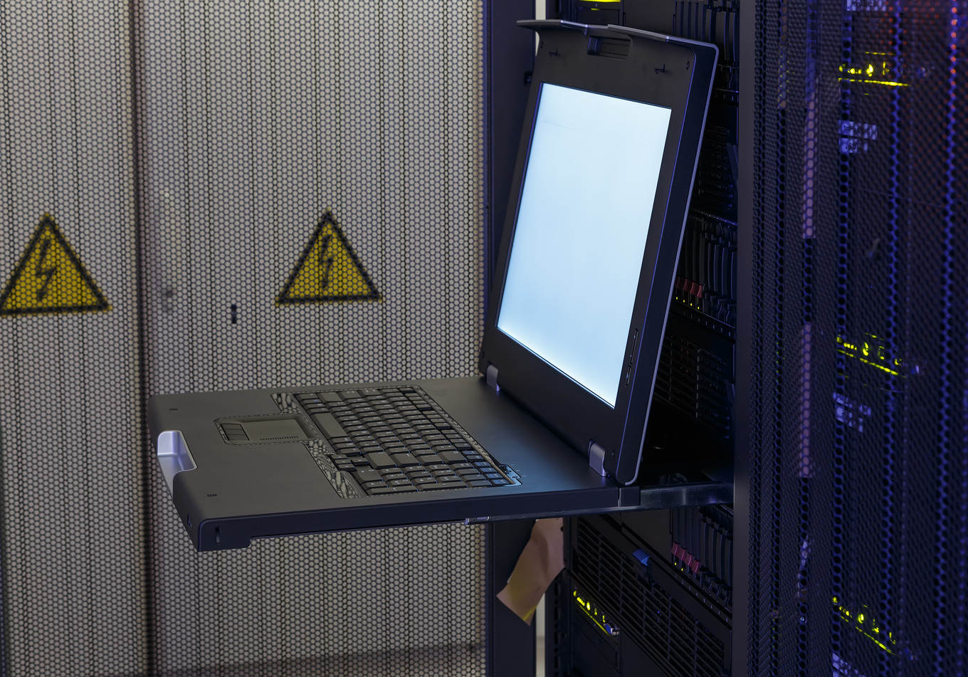 Supercomputer terminal management in the data center featuring keyboard ...