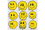 Big set distorted smile emoji., an Illustration by Vector graphics