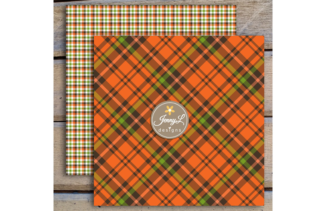 Fall Autumn Plaid Digital Papers, a Pattern Graphic by JennyL Designs