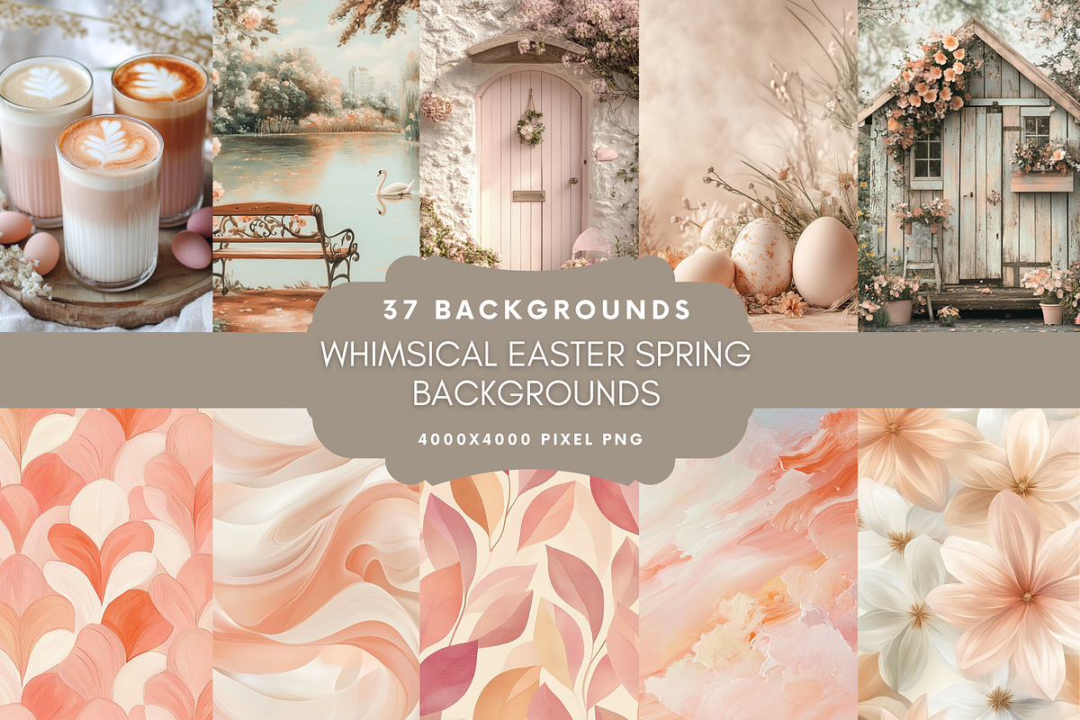 Whimsical Easter Spring Backgrounds, a Background Graphic by NadiaTheronArt