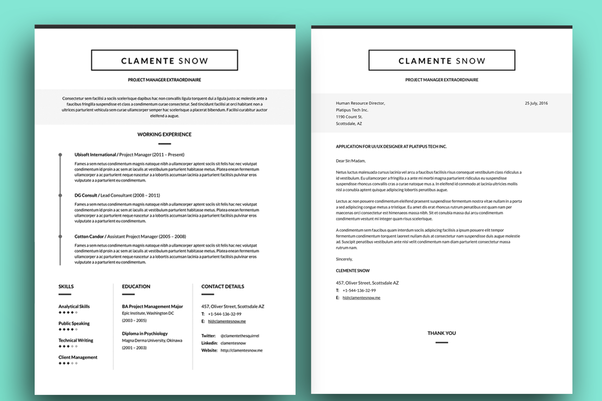 Clamente Resume Template, a Resume Template by Projectile