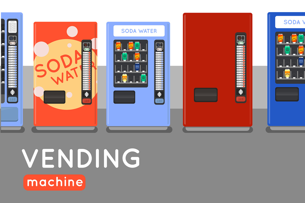 Six Vending machine flat design, an Object Graphic by Alejik