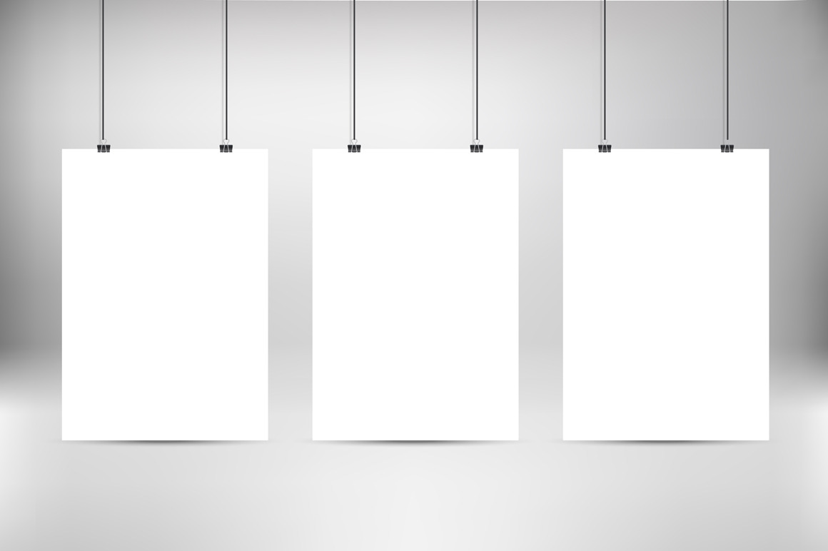 Posters mockup. 3 posters on gray., a Print Template by Cheremuha ...