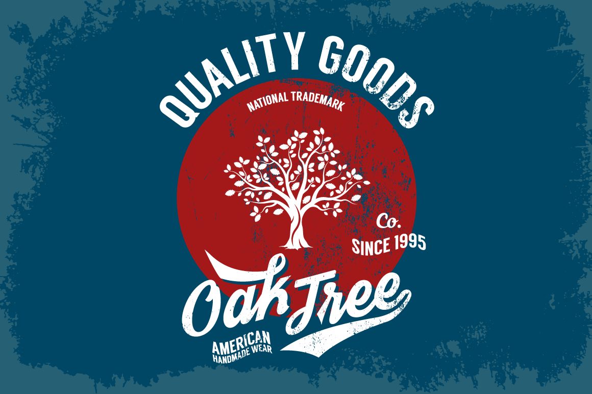 Vector vintage oak tee print, an Object Graphic by provector
