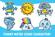 Funny Cartoon Meteo Icons Characters, an Object Illustration by Manudesign