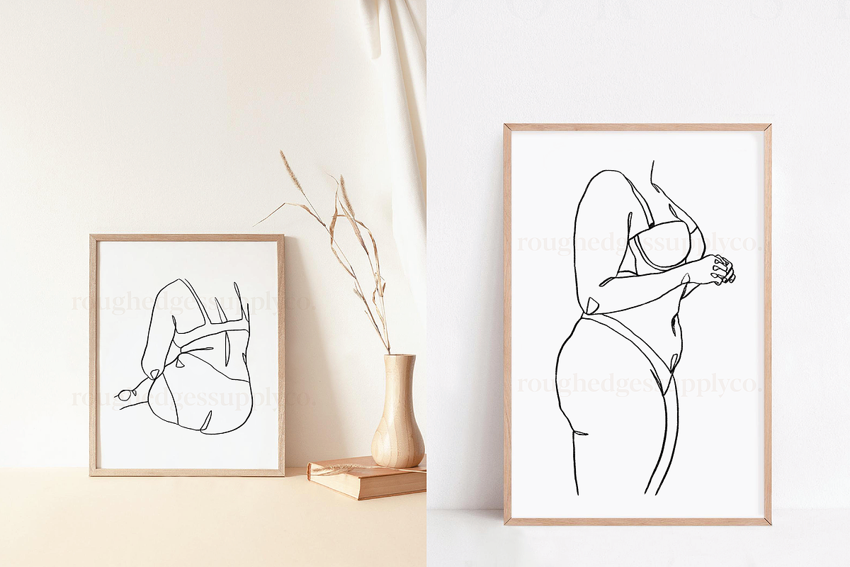 Body Positive Female Figure Line Art, a Person Illustration by Rough ...