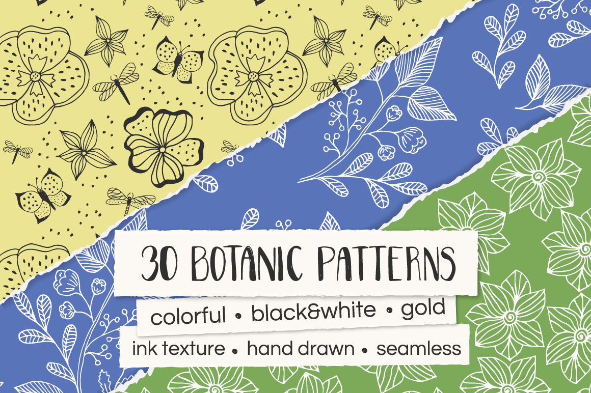30 Botanic Seamless Patterns, a Pattern Graphic by Anatartan Design