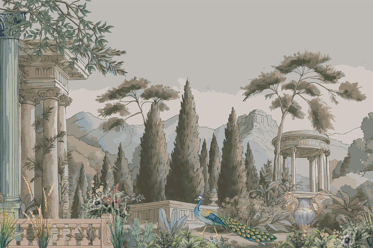 Ancient Roman garden palace | Creative Market