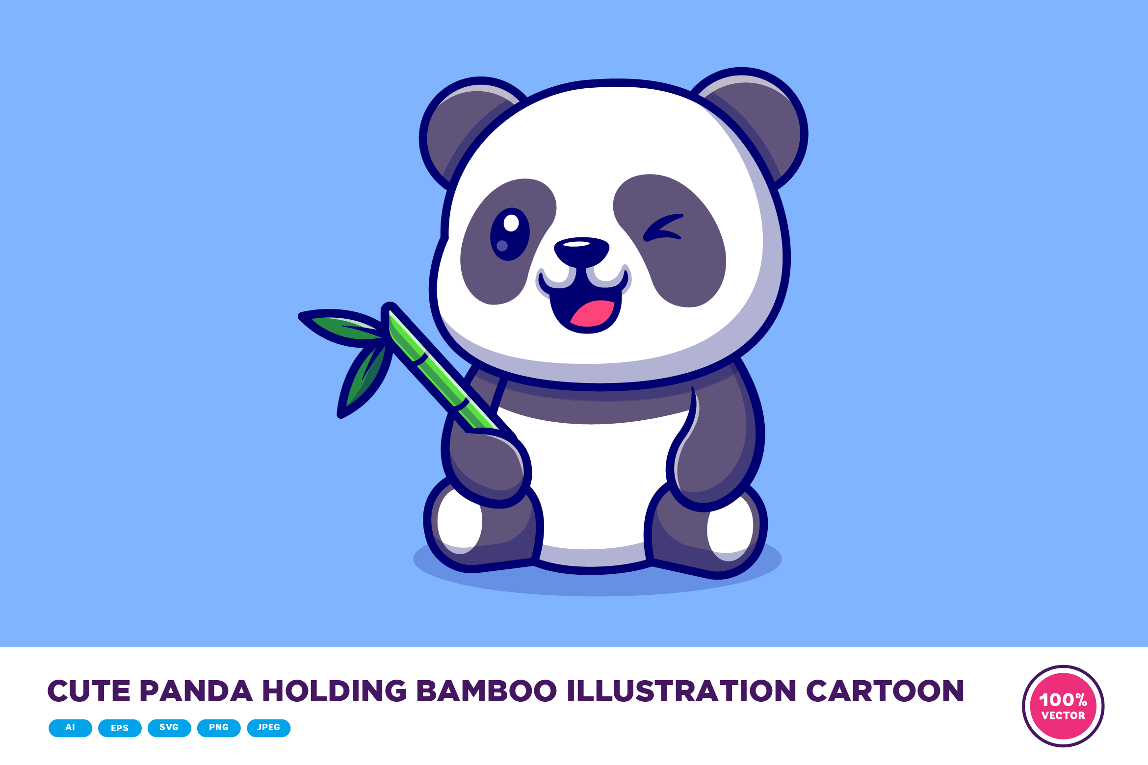 Cute Panda Holding Bamboo Cartoon, an Animal Illustration by Catalyst ...