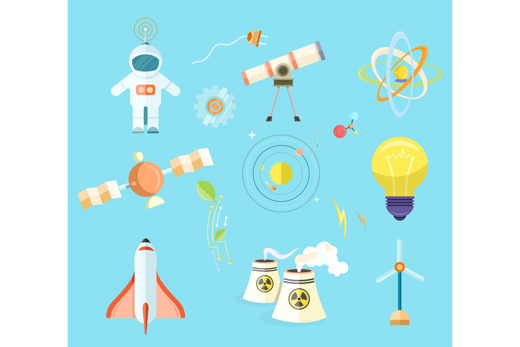 Science Themed Isolated Cartoon Illustrations Set, an Education ...