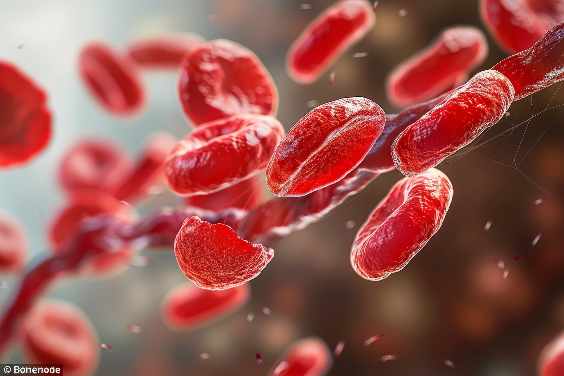 Red blood cells flow through the blo, a Photo by Tanuart