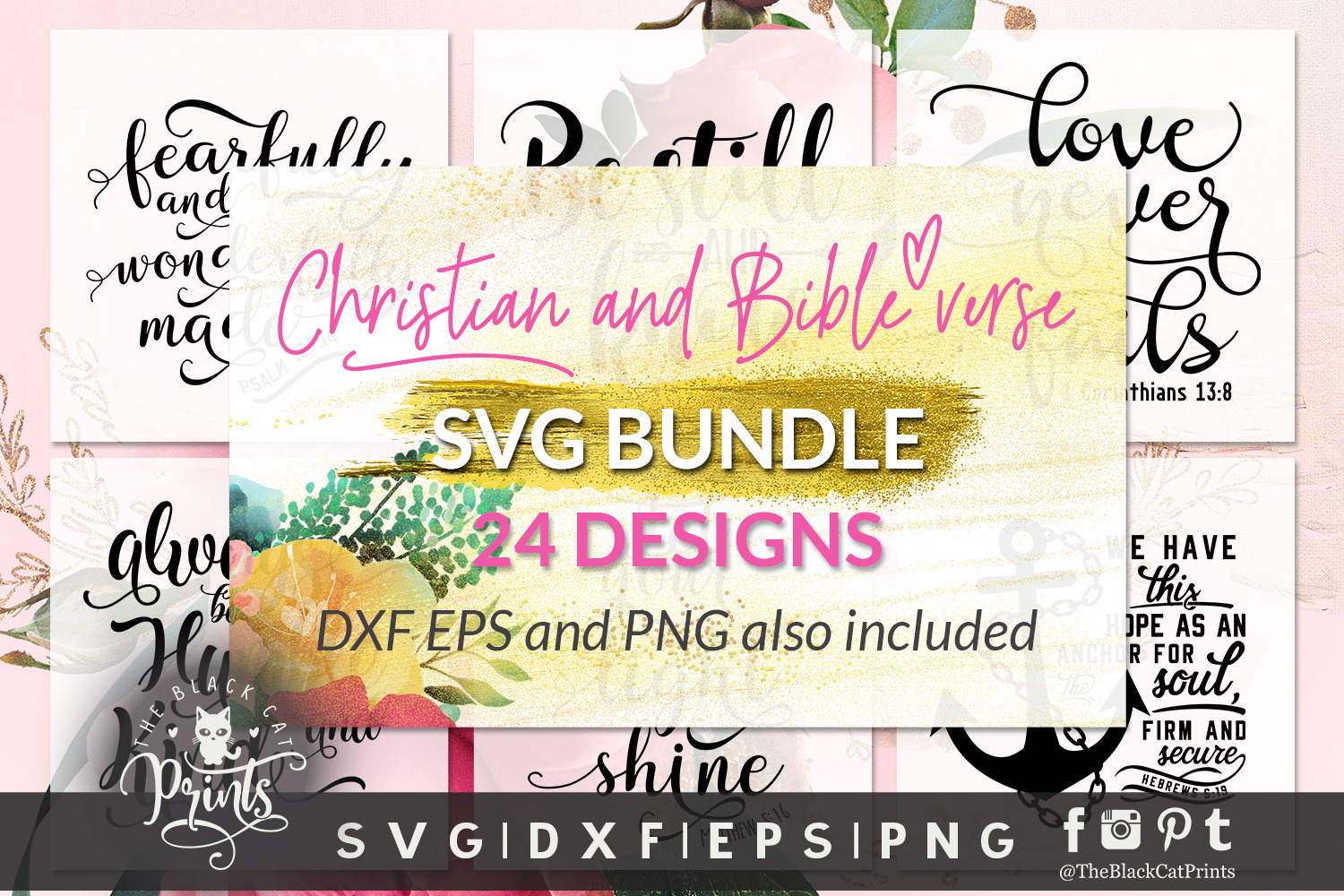 Christian SVG Bundle 24 Designs DXF, an Illustration by TheBlackCatPrints