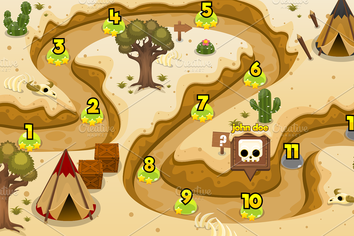 Game Level Map Pack - Horizontal Mod, an Illustration by pzUH