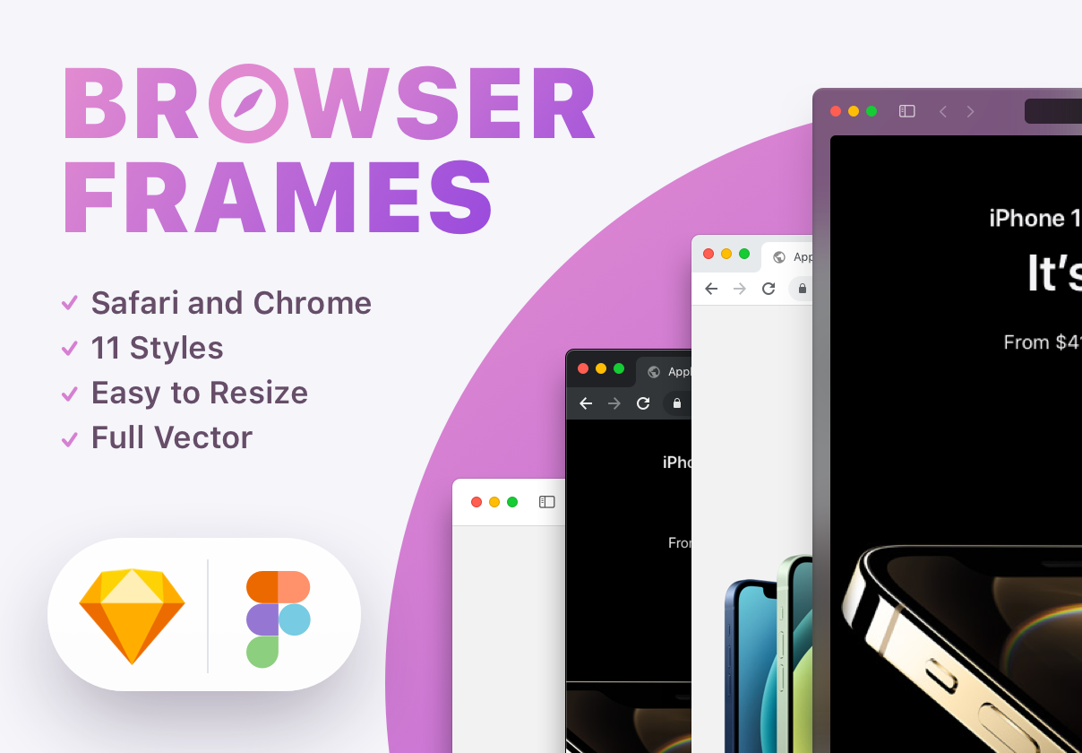 Browser Frames Mockups, a Device Mockup by Smooth Mockups