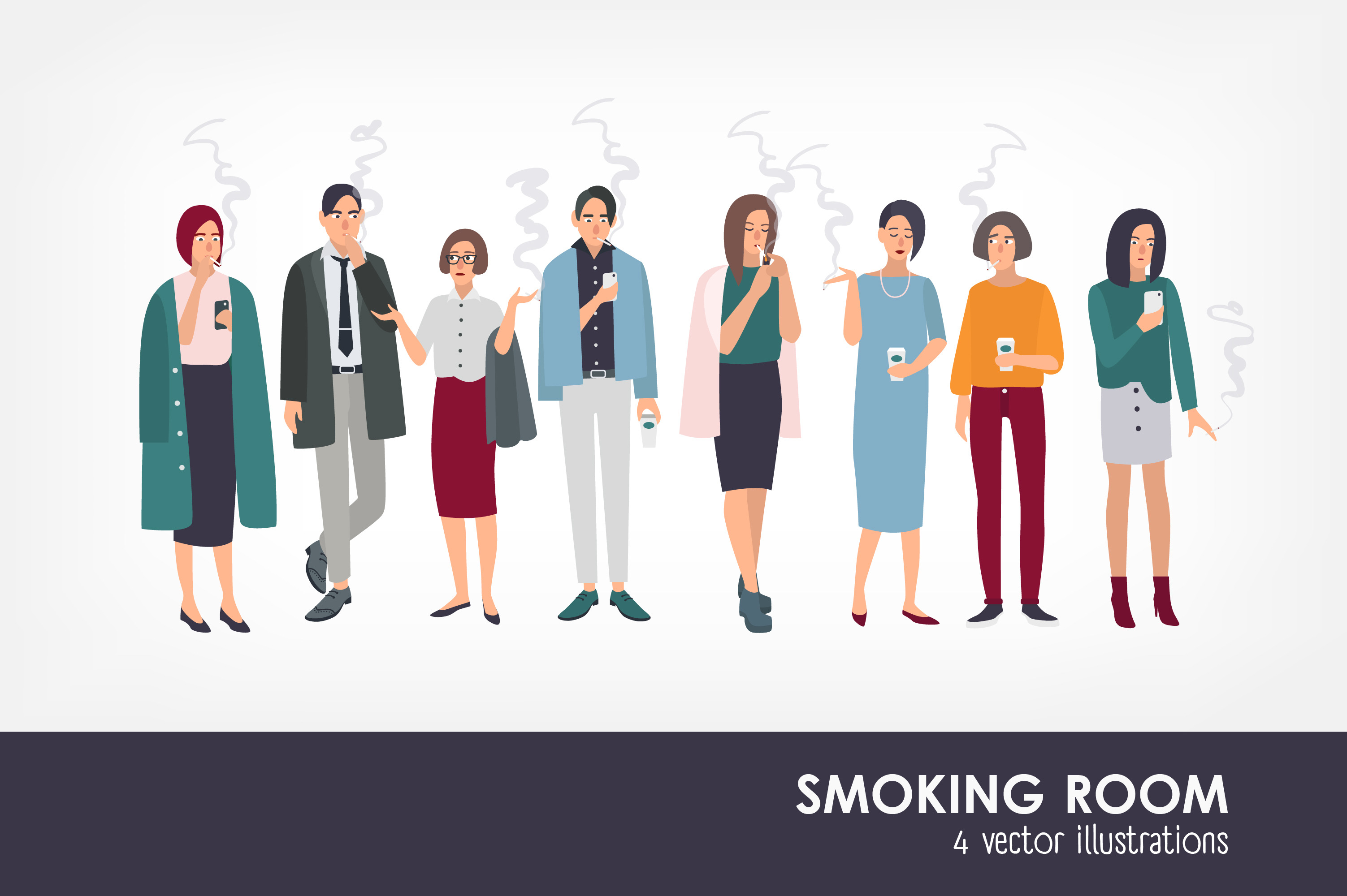 Set of smoking room, a Healthcare Illustration by Good Studio