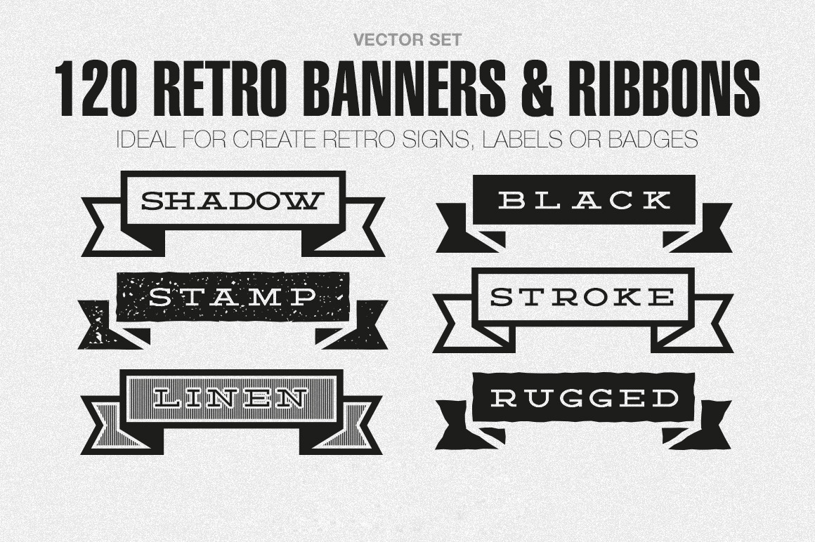 120 Retro Banners & Ribbons, an Object Graphic by Thundr Co.
