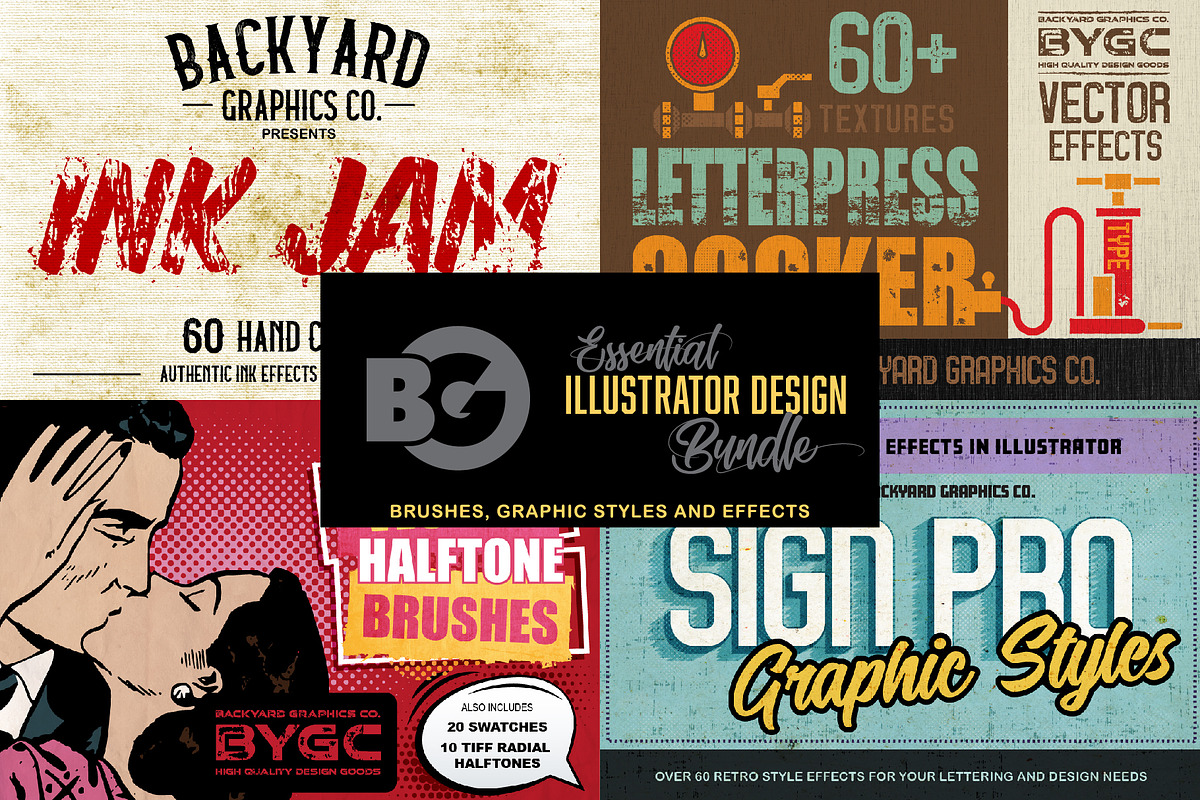 Essential Illustrator Design Bundle, a Brush Add-On by BackYard ...
