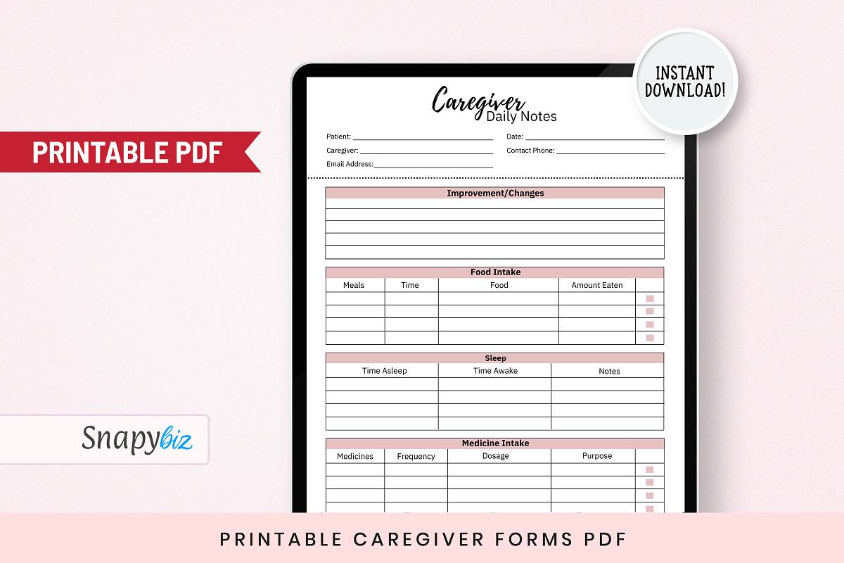 Printable Caregiver Forms PDF