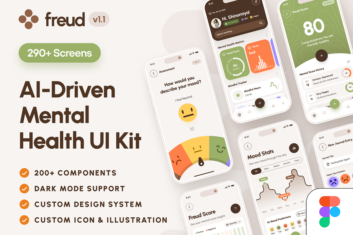 freud UI Kit: AI Mental Health App