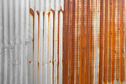Metal steel strips. Rusty corrugated iron metal, Zinc steel wall, a ...