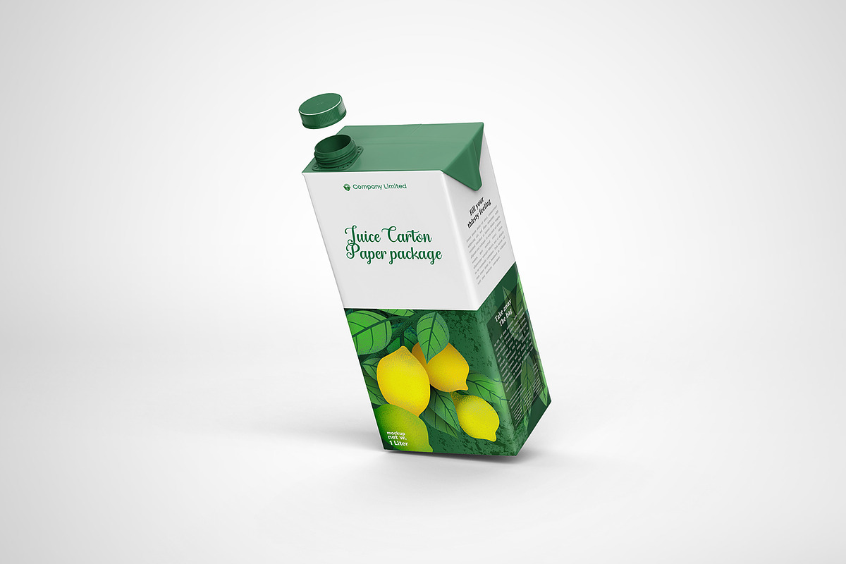 Tetra Pack Fruit Juice Carton Mockup, a Packaging Mockup by Ram Studio
