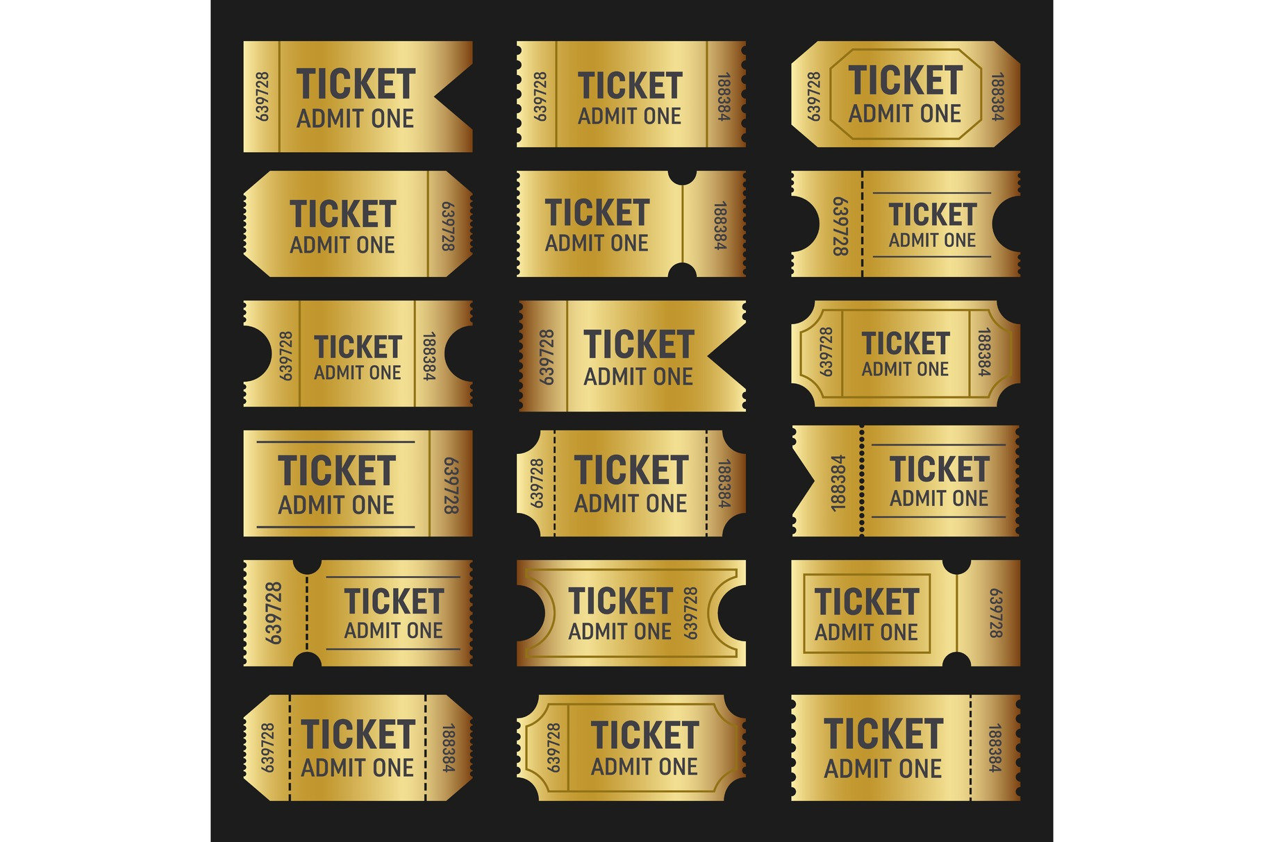 Blank shapes of tickets, template., a Work Illustration by HAPPY VECTOR ...