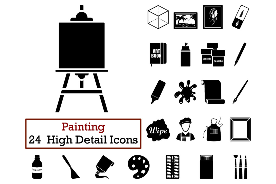 Set of 24 Artist Icons, an Outline Icon by Pavel Vectors | Creative Market