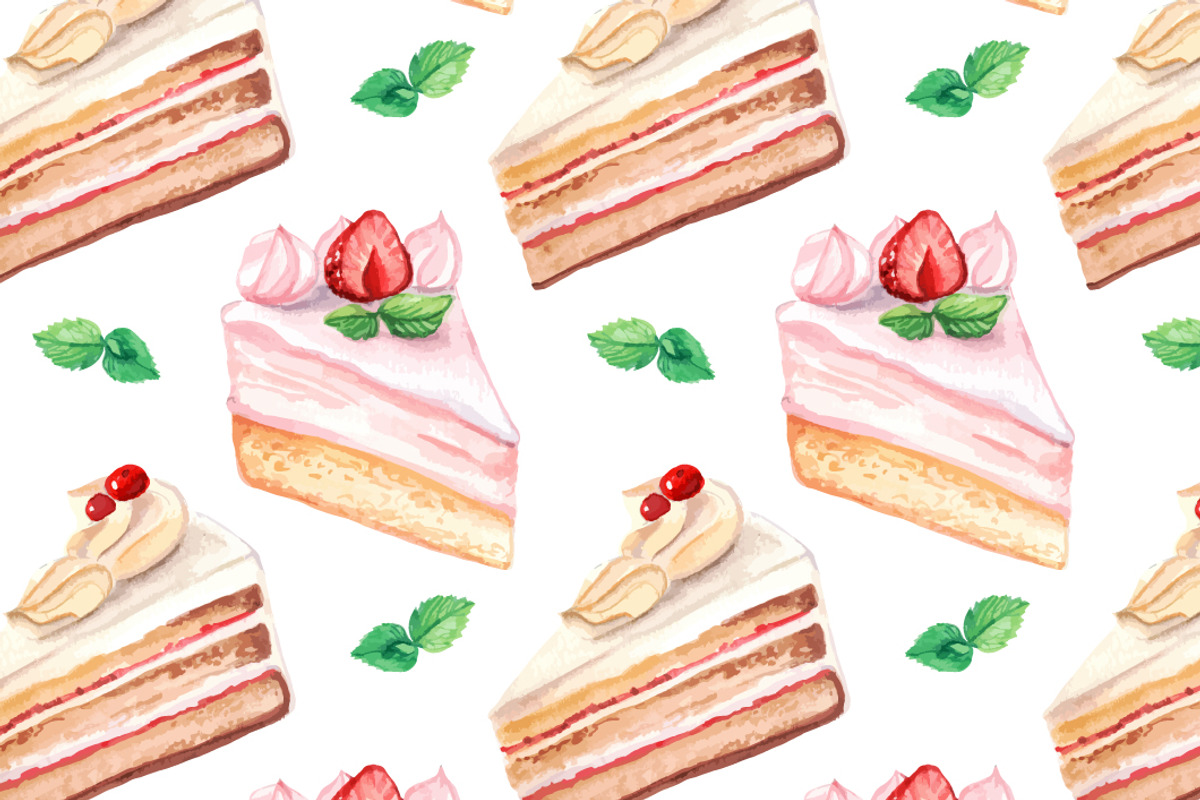 watercolor cakes collection, a Food Illustration by Lemaris