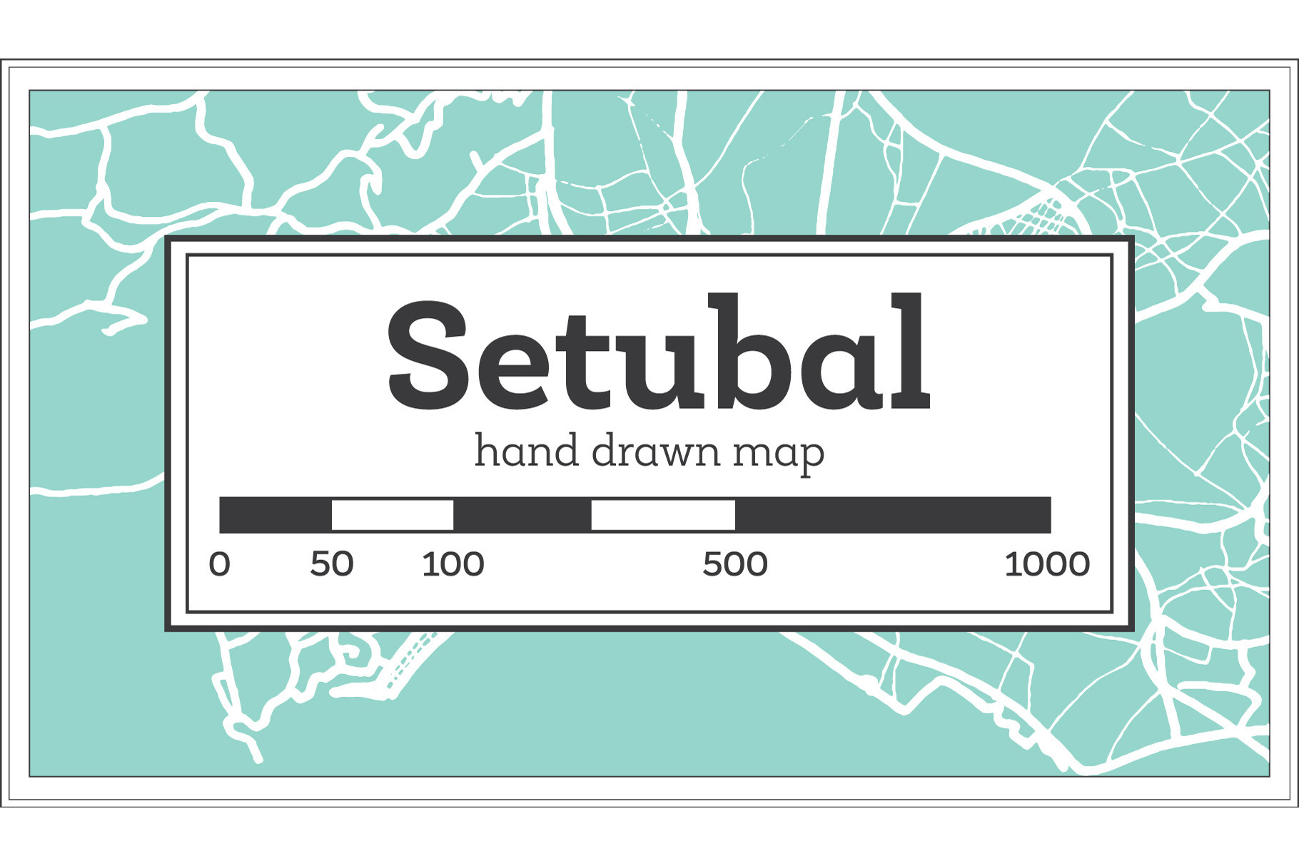 Setubal Portugal City Map in Retro, a Transportation Illustration by ...