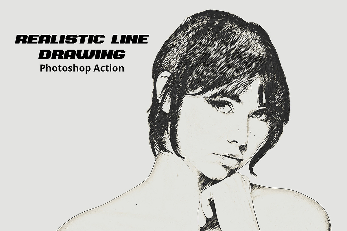Realistic Line Drawing Ps Action, an Action Add-On by Studio Retouch