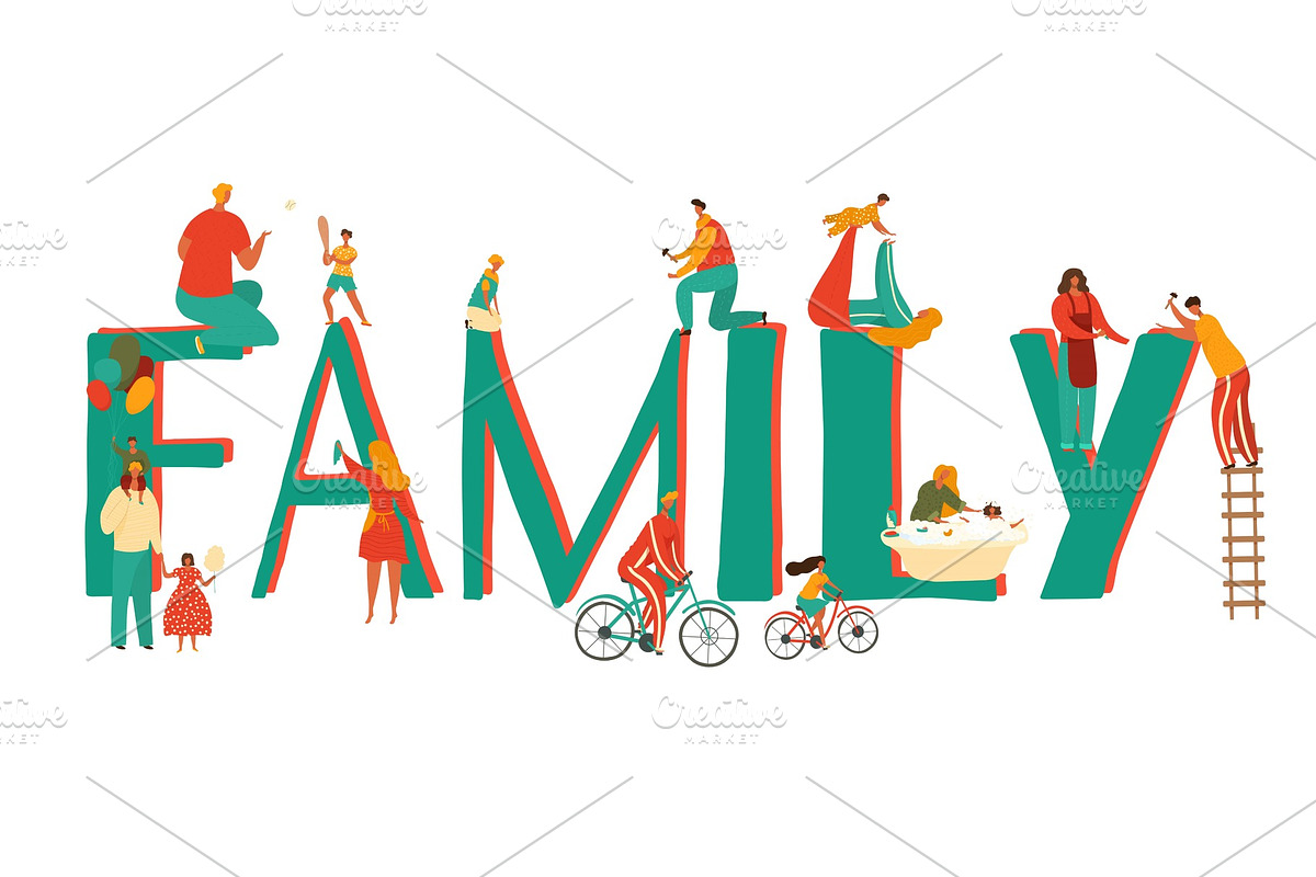 Family letters banner with tiny, a Person Illustration by RocketArt