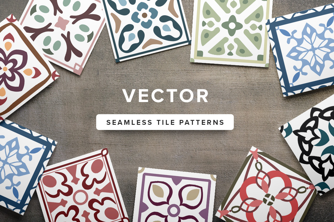 Vector Seamless Tile Patterns, a Background Graphic by Kotulska