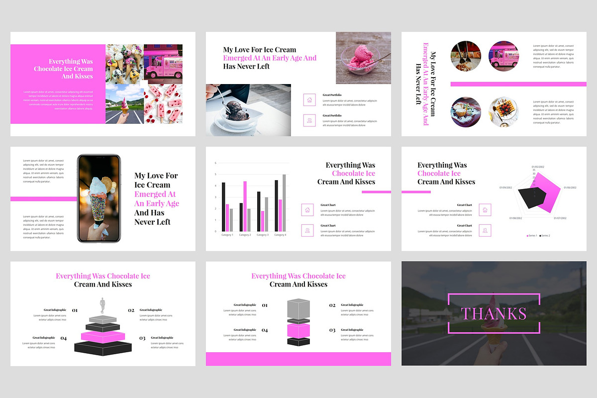 Helena - Ice Cream PowerPoint, a Presentation Template by StringLabs