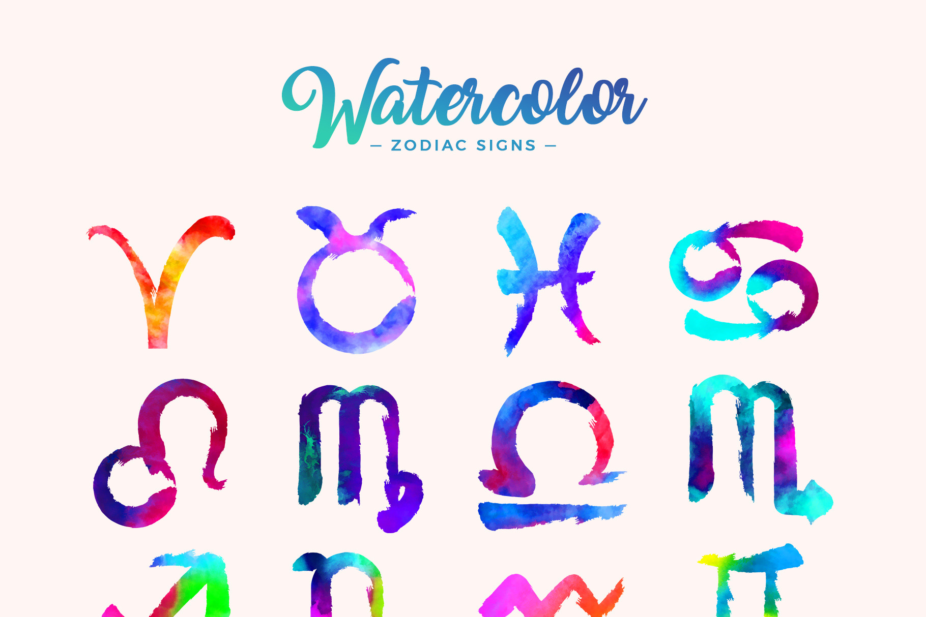 Watercolor Zodiac Signs Clipart Set, an Object Graphic by P.F. Creative ...