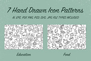 7 Hand Drawn Icon Patterns - Vol 1, a Pattern Graphic by Creative Stall