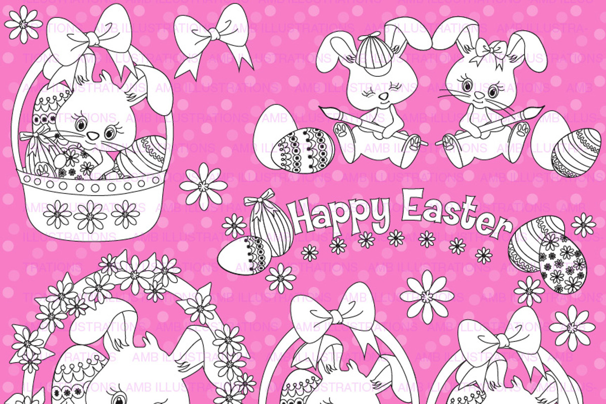 Easter Bunny Stamps AMB-1174, an Illustration by AMBillustrations