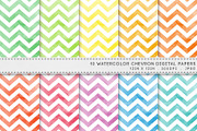 Watercolor Chevron Digital Paper, a Pattern Graphic by AzmariDigitals ...