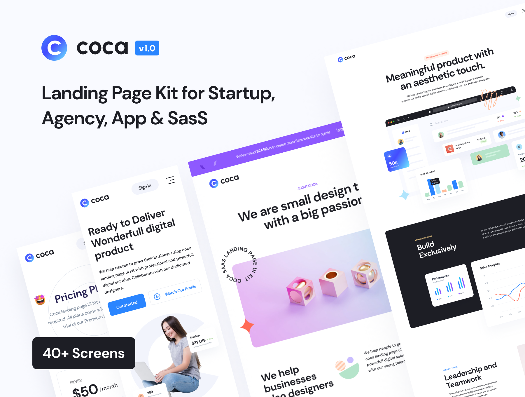 Coca - SaaS Landing Page Kit V1, an UI Kit Template by Sans Design