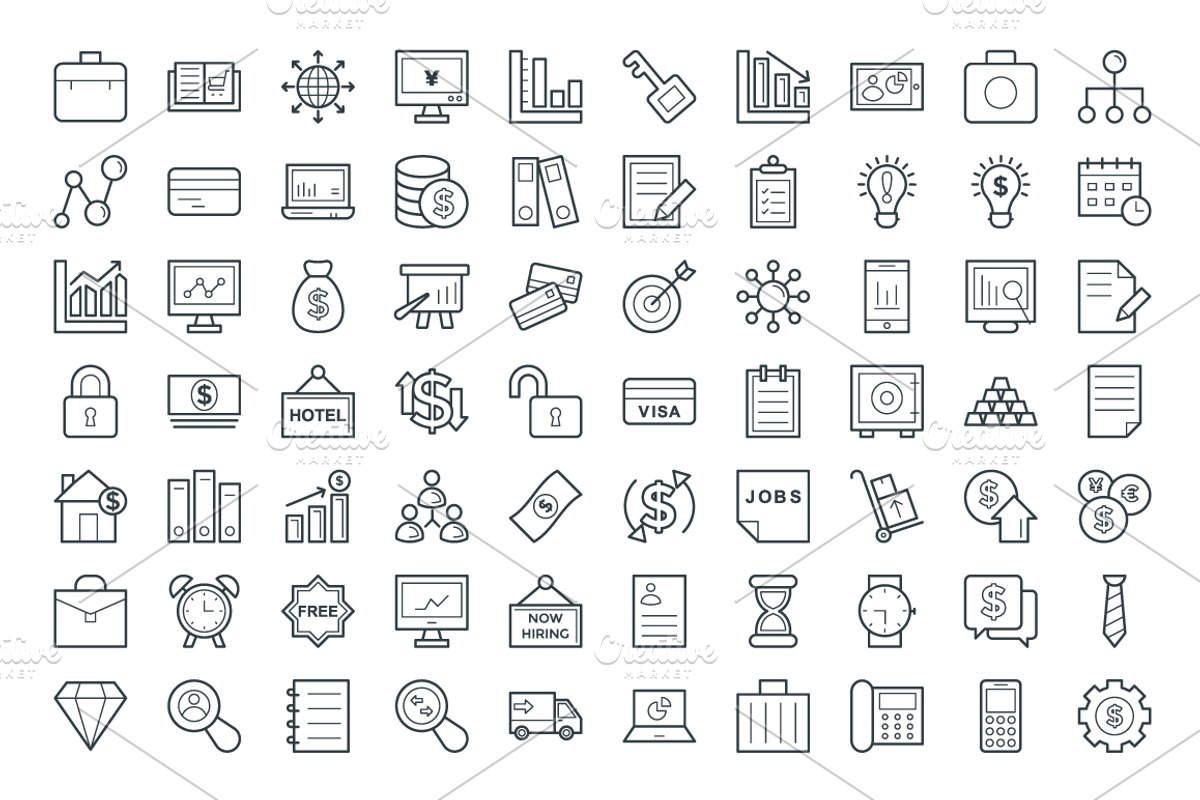 125+ Business Vector Icons, an Outline Icon by Vectors Market