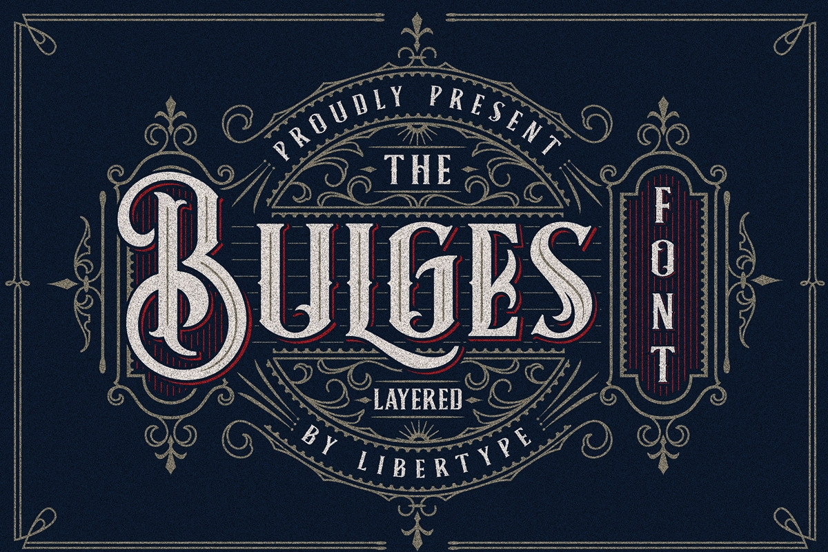 Bulges Layered + Ornament, a Font by libertype