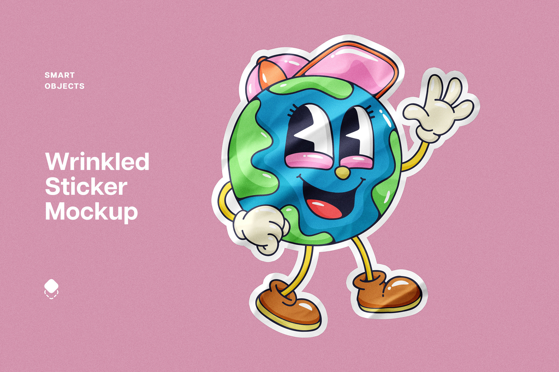 Wrinkled Vinyl Sticker Mockup, a Pens & Pencil Mockup by Design Squad